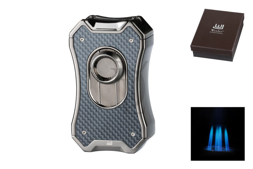 WinJet Premium Feuerzeug 4xJet Anthrazit/Carbon